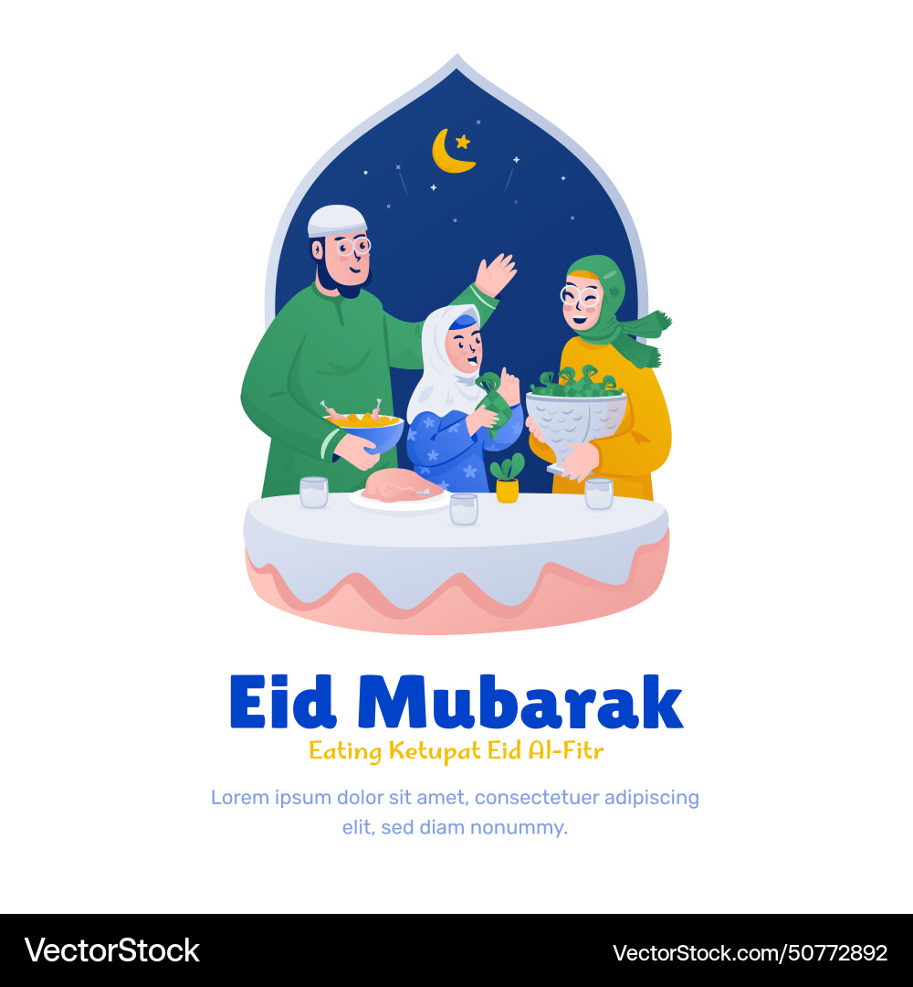 Muslim family preparing eid food Royalty Free Vector Image