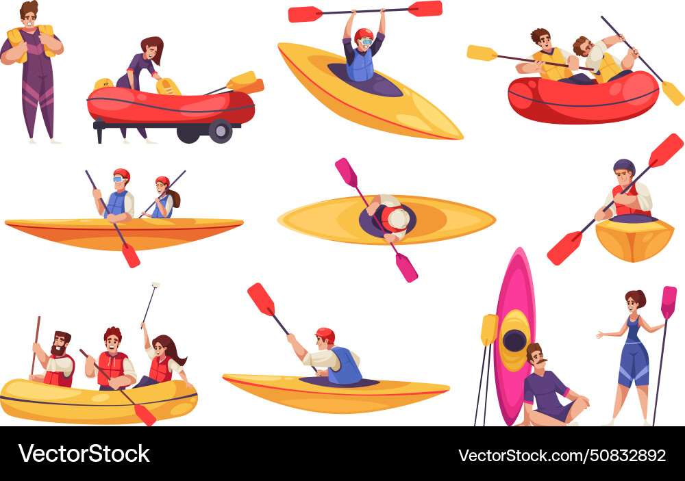 River rafting set Royalty Free Vector Image - VectorStock