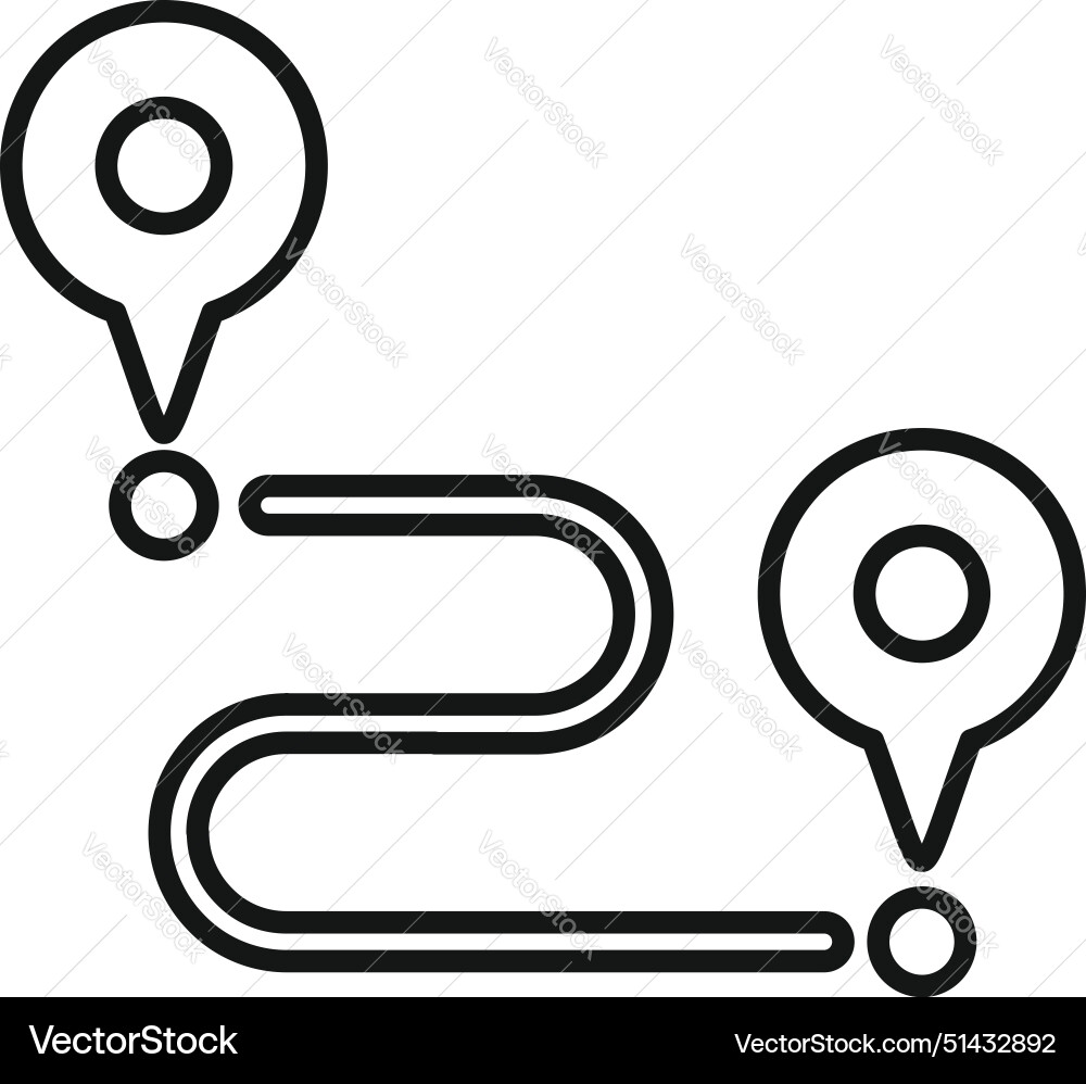 Route path with location pins line icon Royalty Free Vector