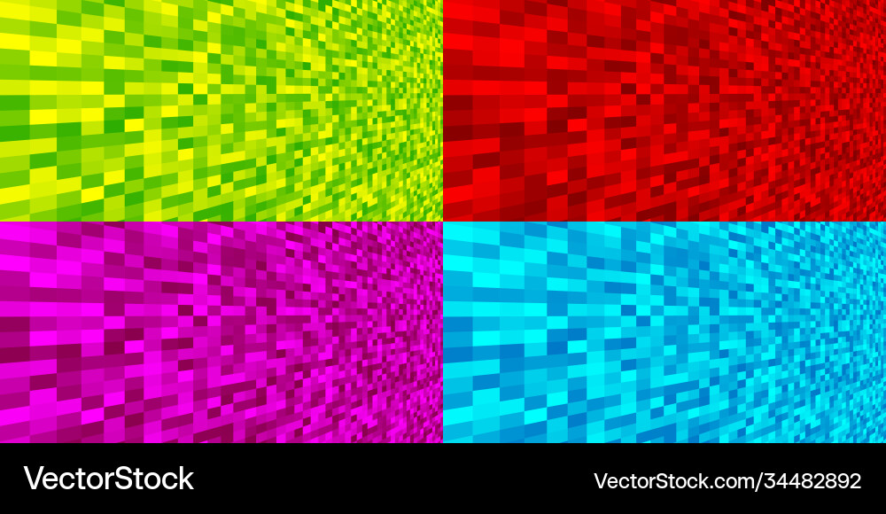 Set colorful pixel texture backgrounds Royalty Free Vector