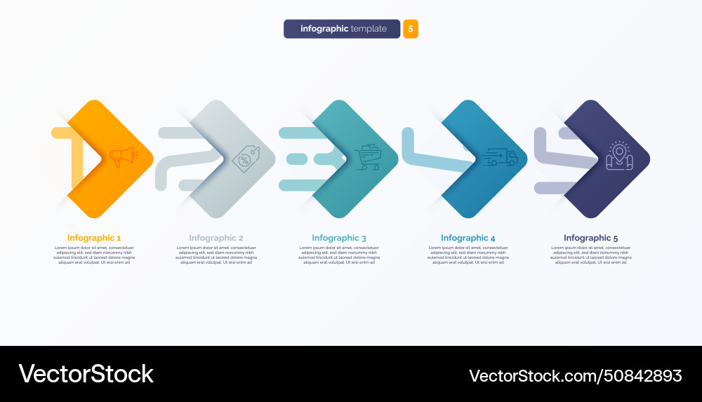 Number infographic template composed of 5 Vector Image