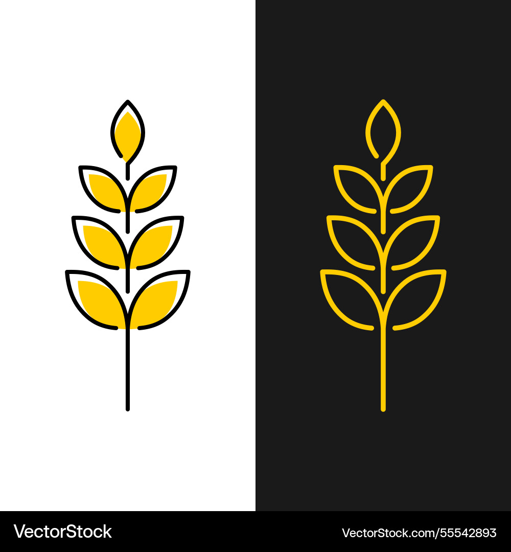 Stylized Wheat Ear Line Art Royalty Free Vector Image