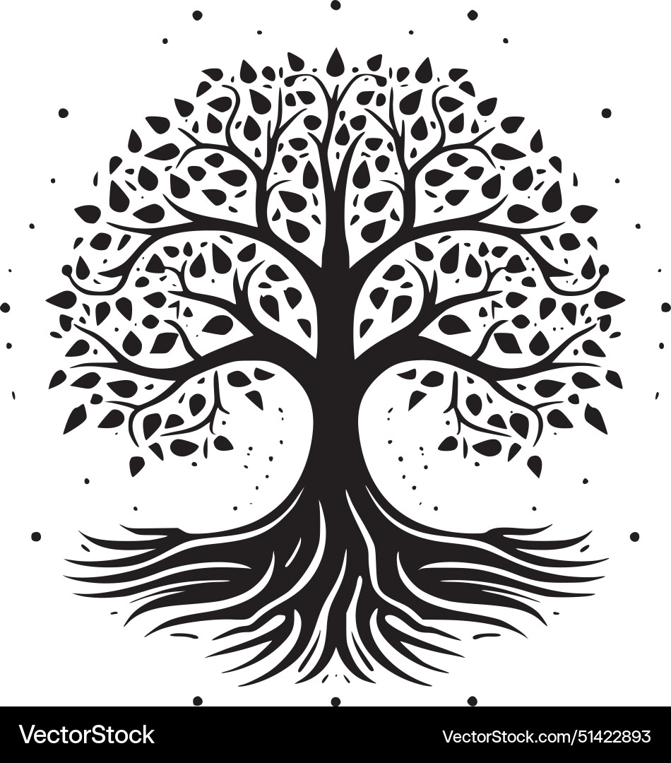 Tree of life - black and white Royalty Free Vector Image