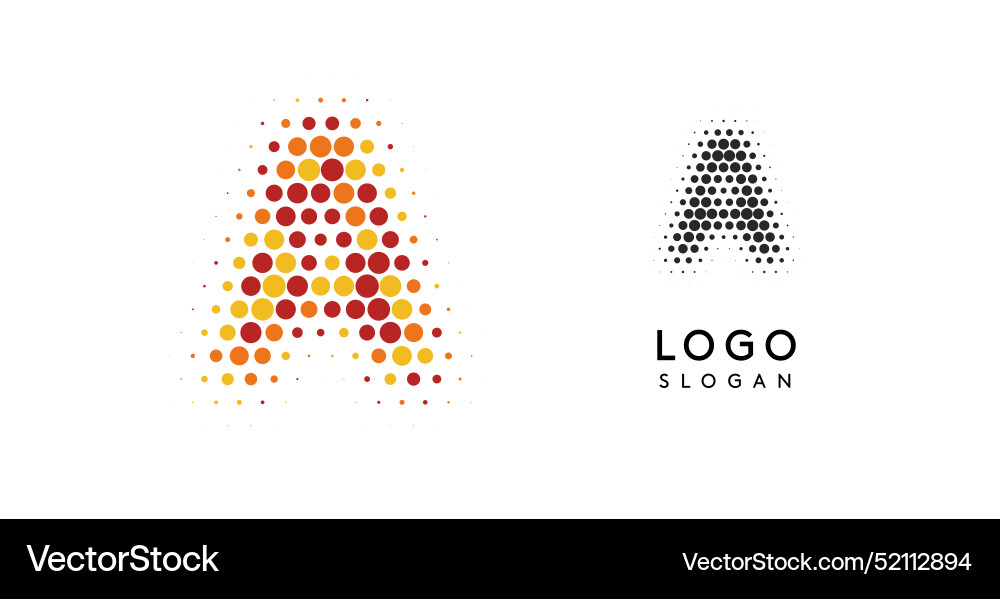 Abstract letter a with halftone gradient vibrant Vector Image