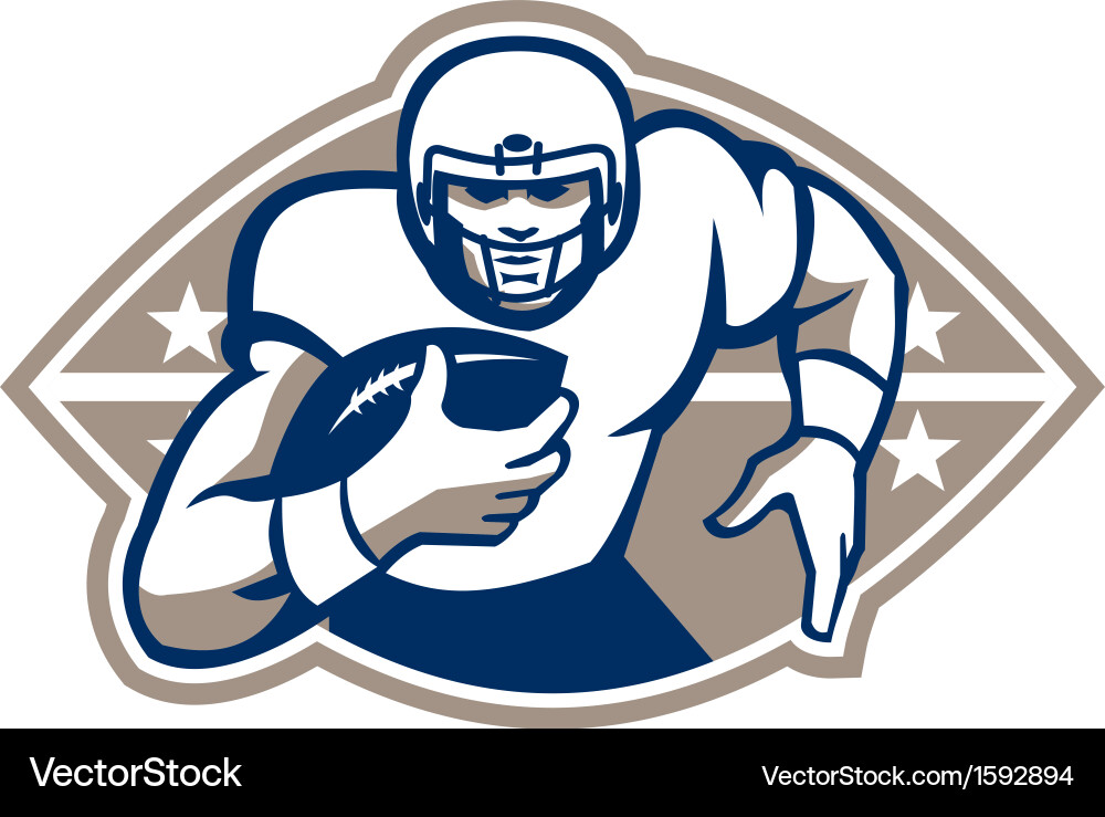 American football runningback star front Vector Image