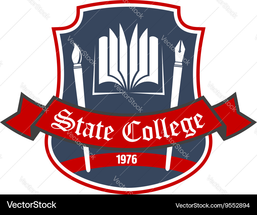 Arts school badge with heraldic design elements Vector Image