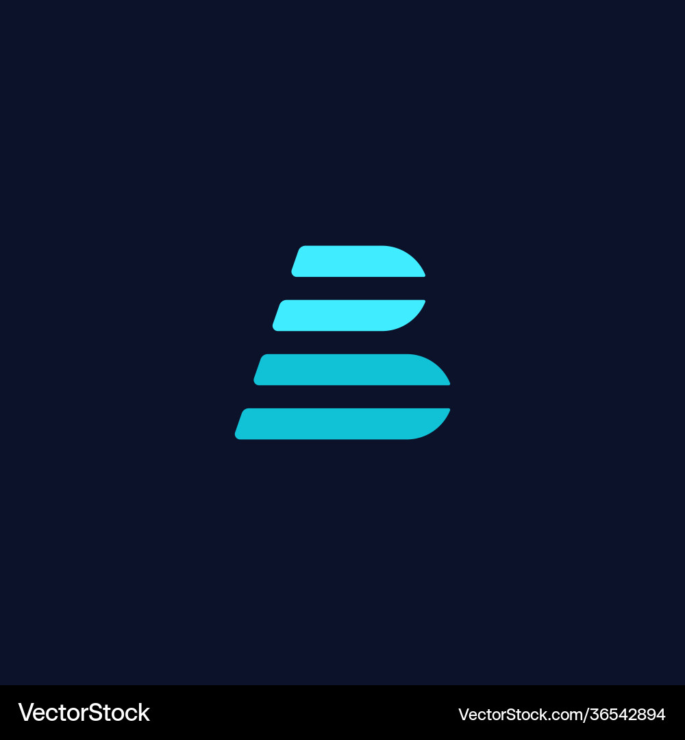 B letter icon logo logotype modernminimal tech Vector Image
