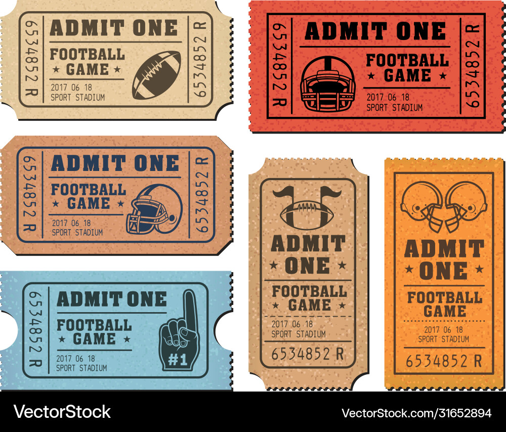 Football Ticket Collection Royalty Free Vector Image