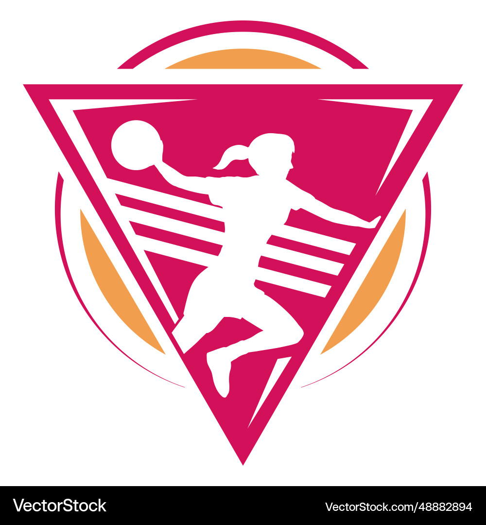 Handball female player logo Royalty Free Vector Image