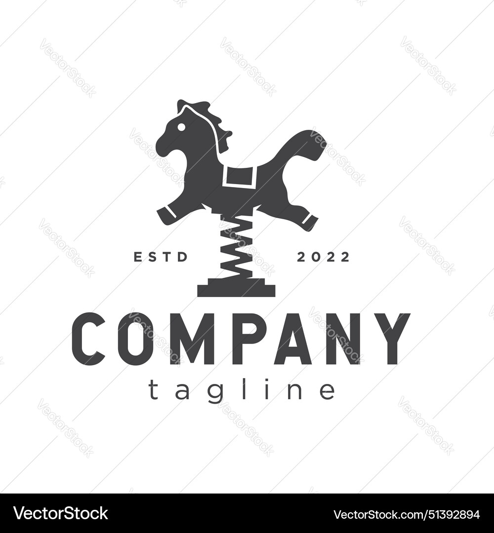 Horse spring rider playground logo Royalty Free Vector Image