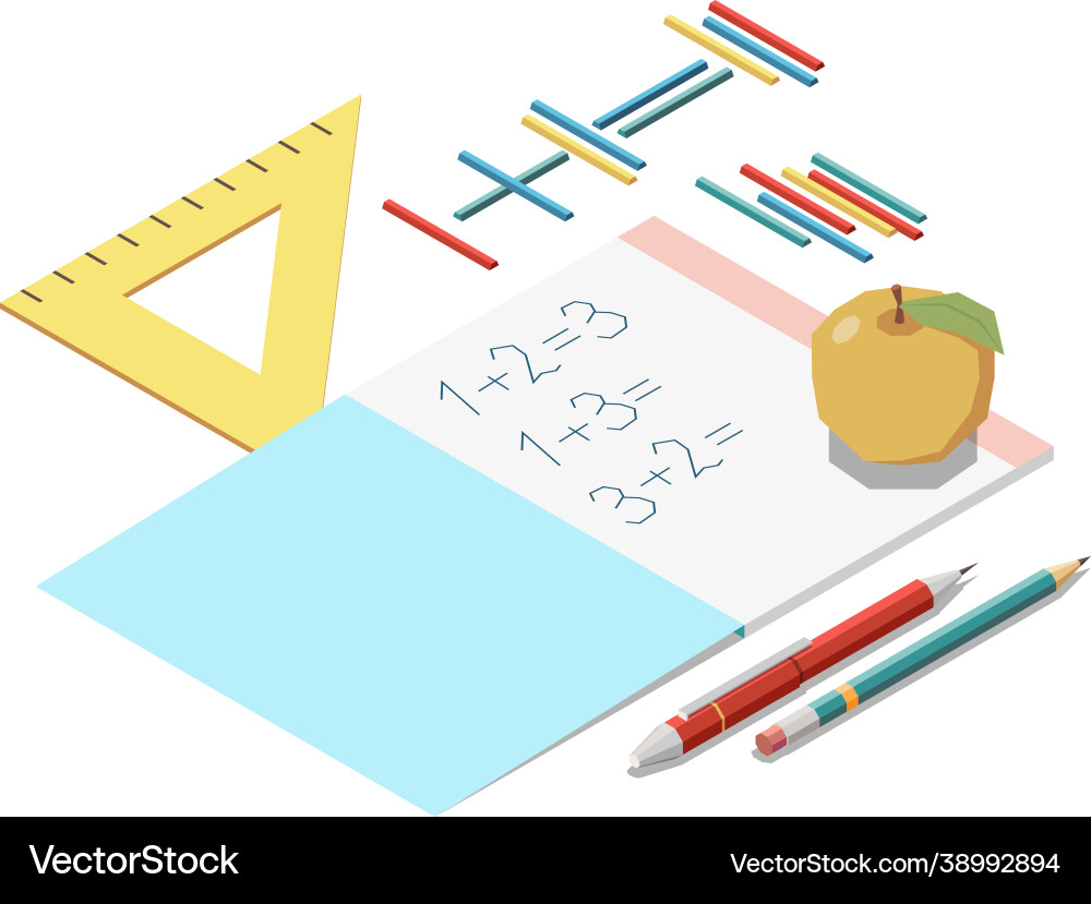 Math education isometric composition Royalty Free Vector
