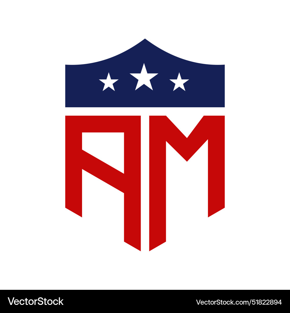 Patriotic am logo design letter Royalty Free Vector Image