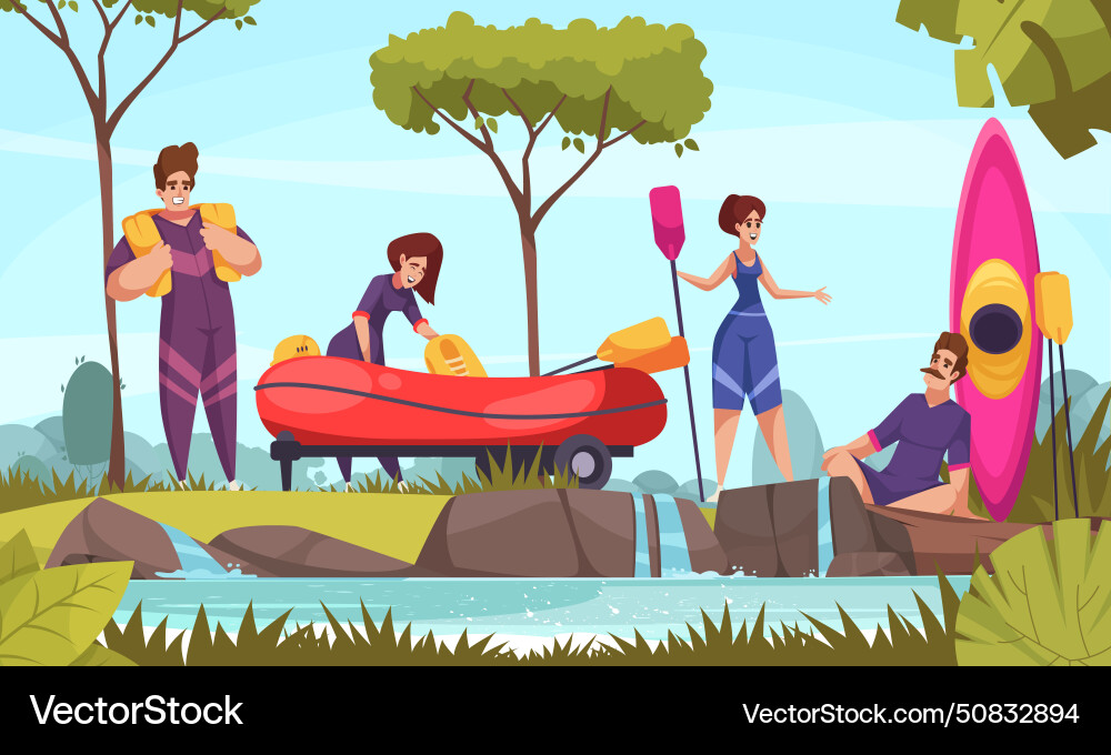 River rafting concept Royalty Free Vector Image
