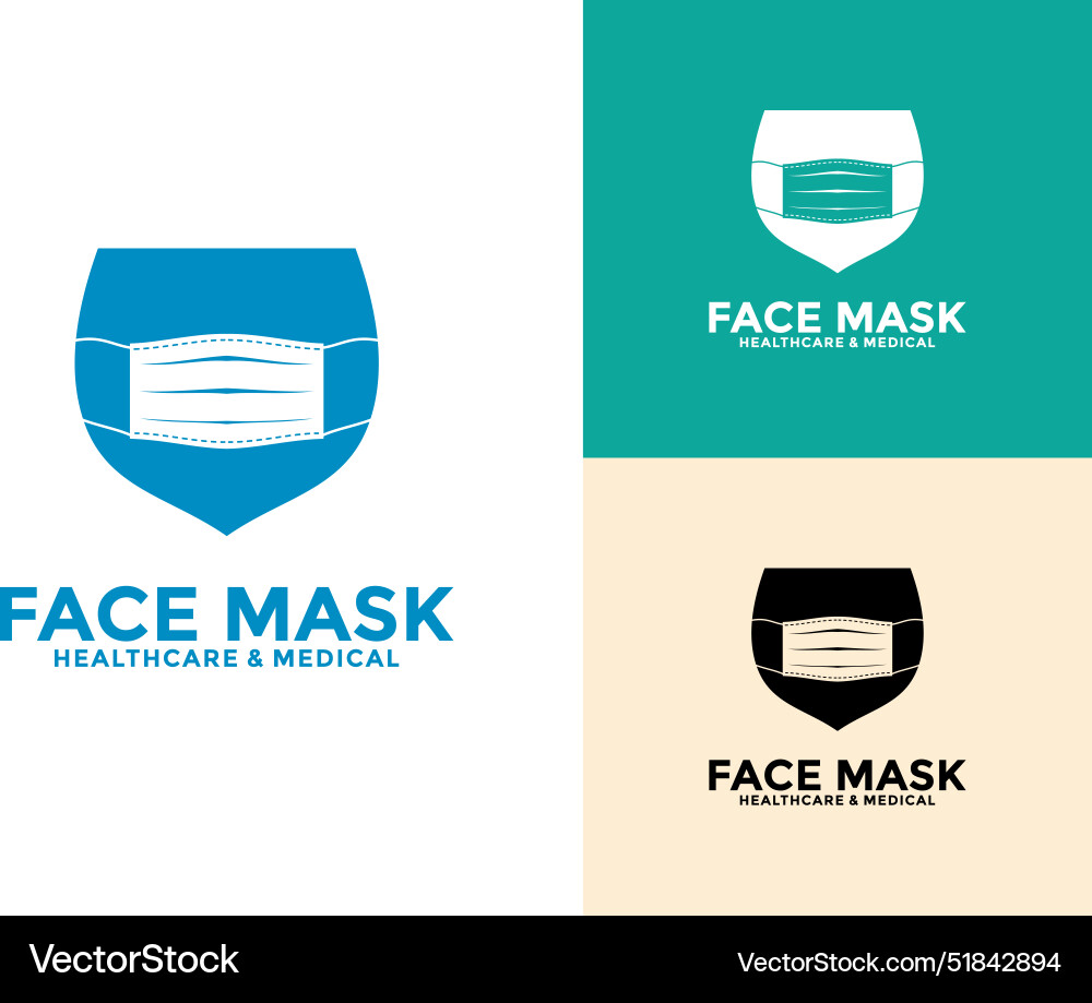 Surgical face mask with shield logo icon virus Vector Image