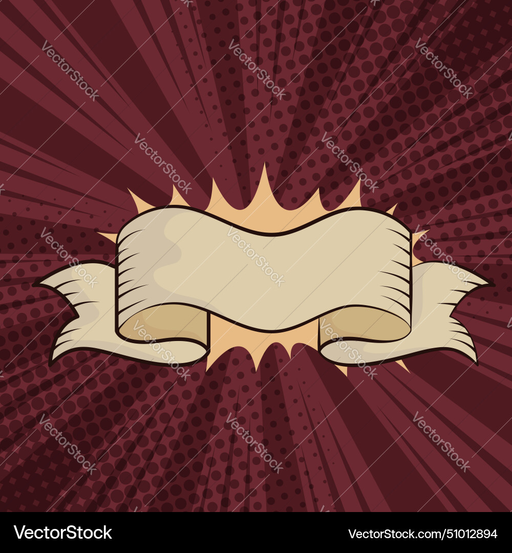 Vintage ribbon with comic book pop art dotted Vector Image