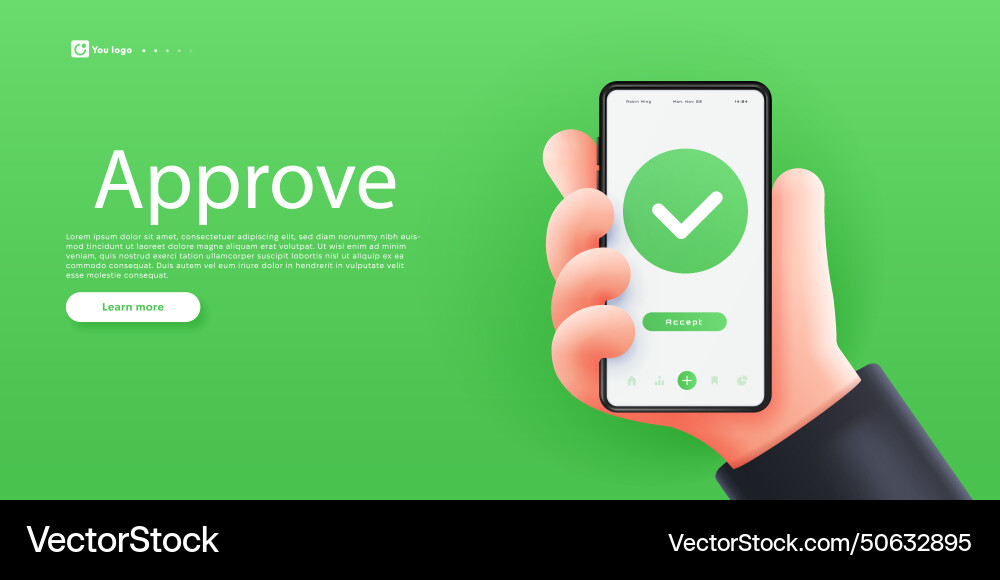 Approve 3d hand poster Royalty Free Vector Image