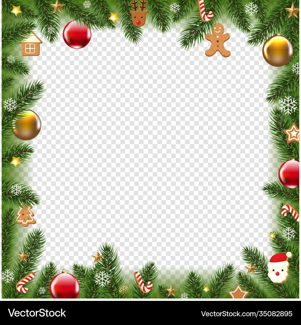 Christmas border xmas postcard transparent Vector Image