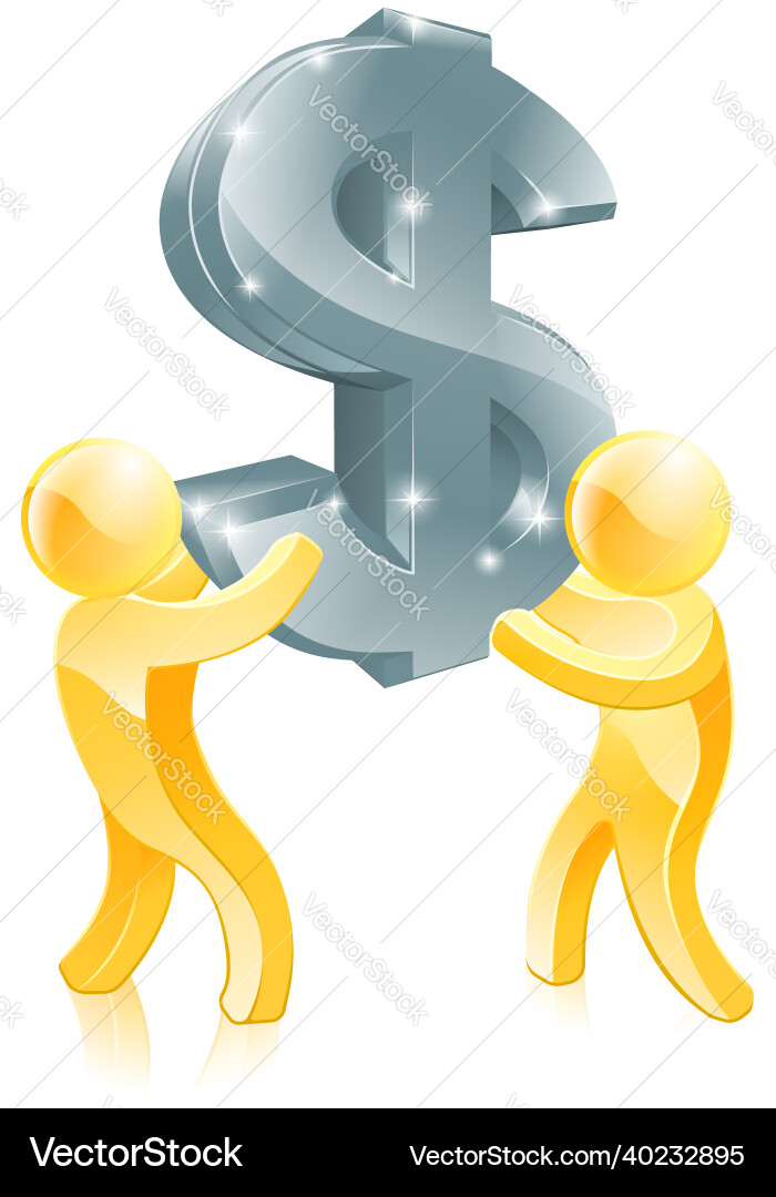 Dollar sign gold people Royalty Free Vector Image