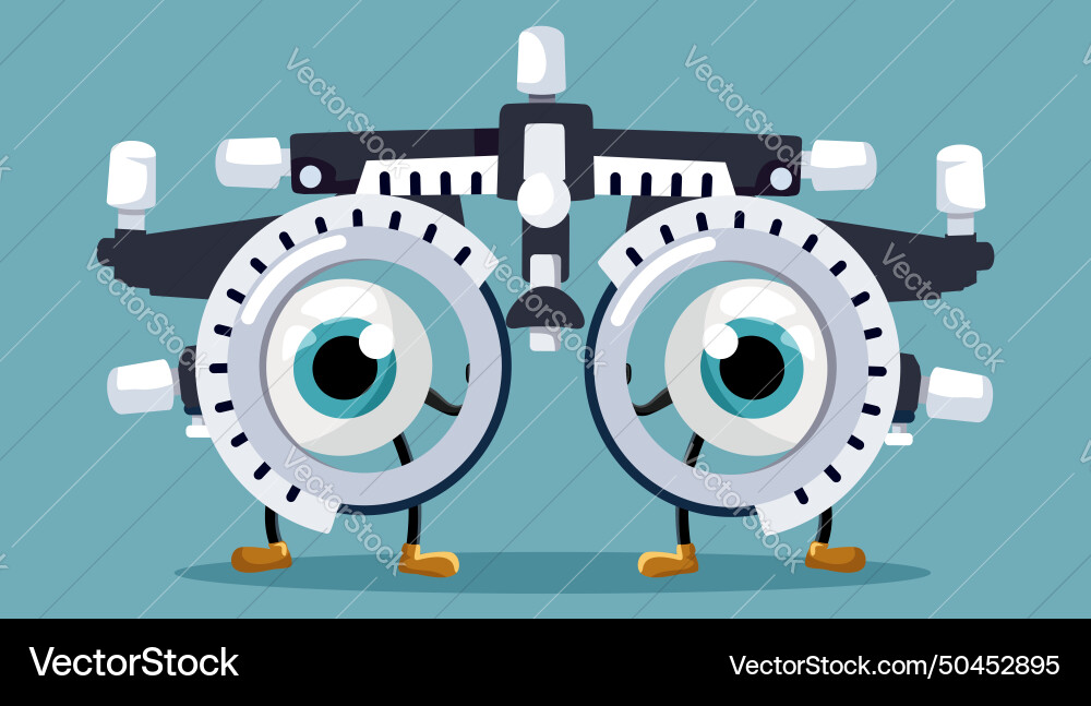 Eyes with trial frame for eye test Royalty Free Vector Image