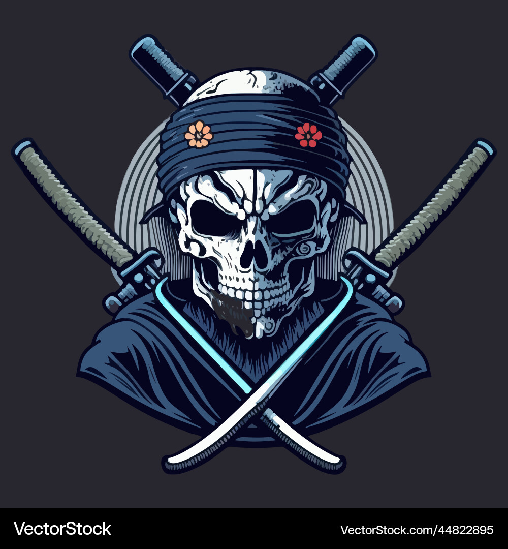 Human skull samurai logo Royalty Free Vector Image