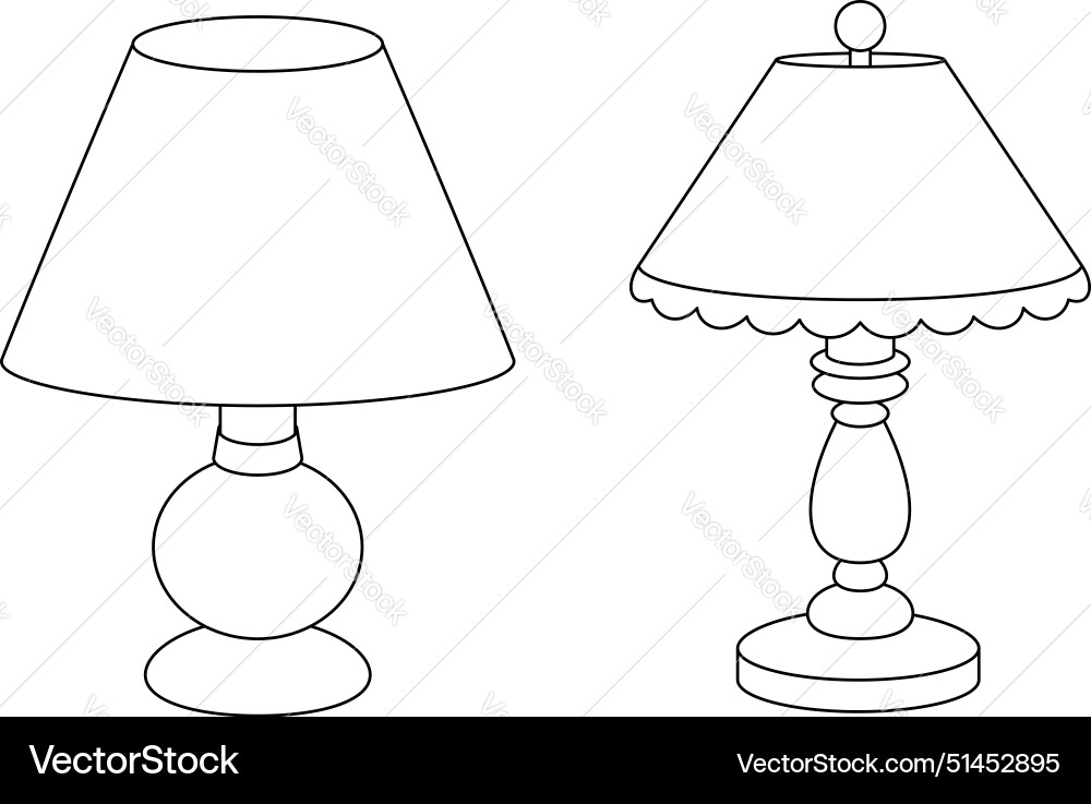 Lamp coloring page for kids isolated on white Vector Image