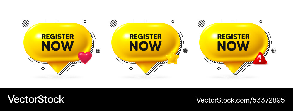Register now tag free registration offer chat Vector Image
