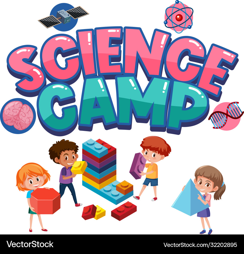 Science camp logo with children education Vector Image