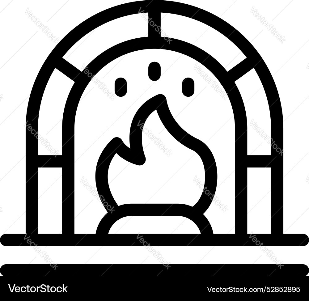 Traditional stone oven burning wood for baking Vector Image
