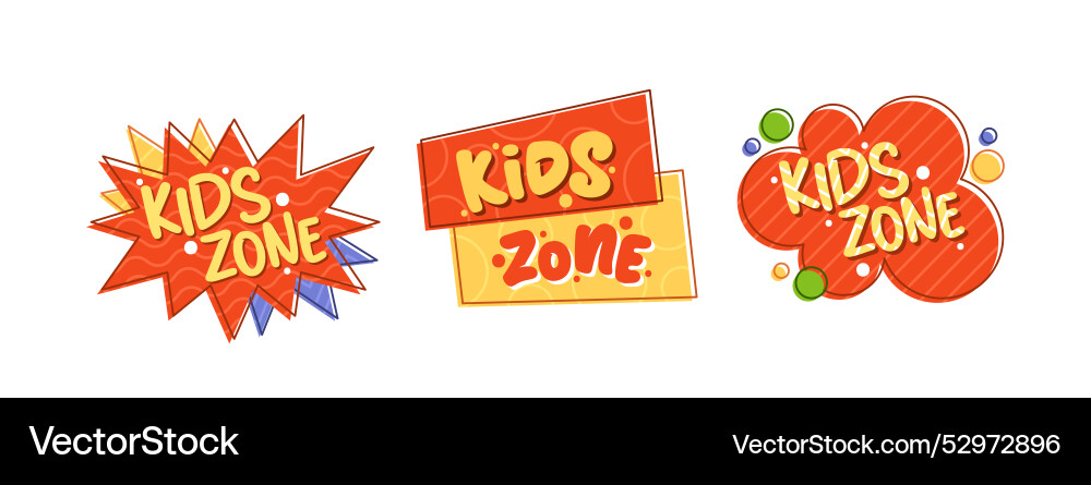 Bright and playful kids zone logos set featuring Vector Image