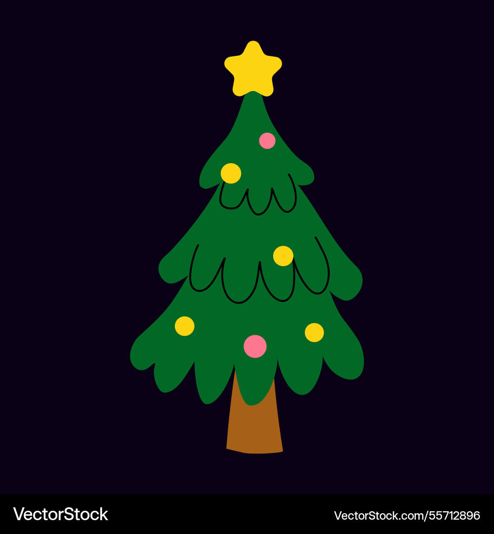 Colorful cartoon christmas tree with star Vector Image
