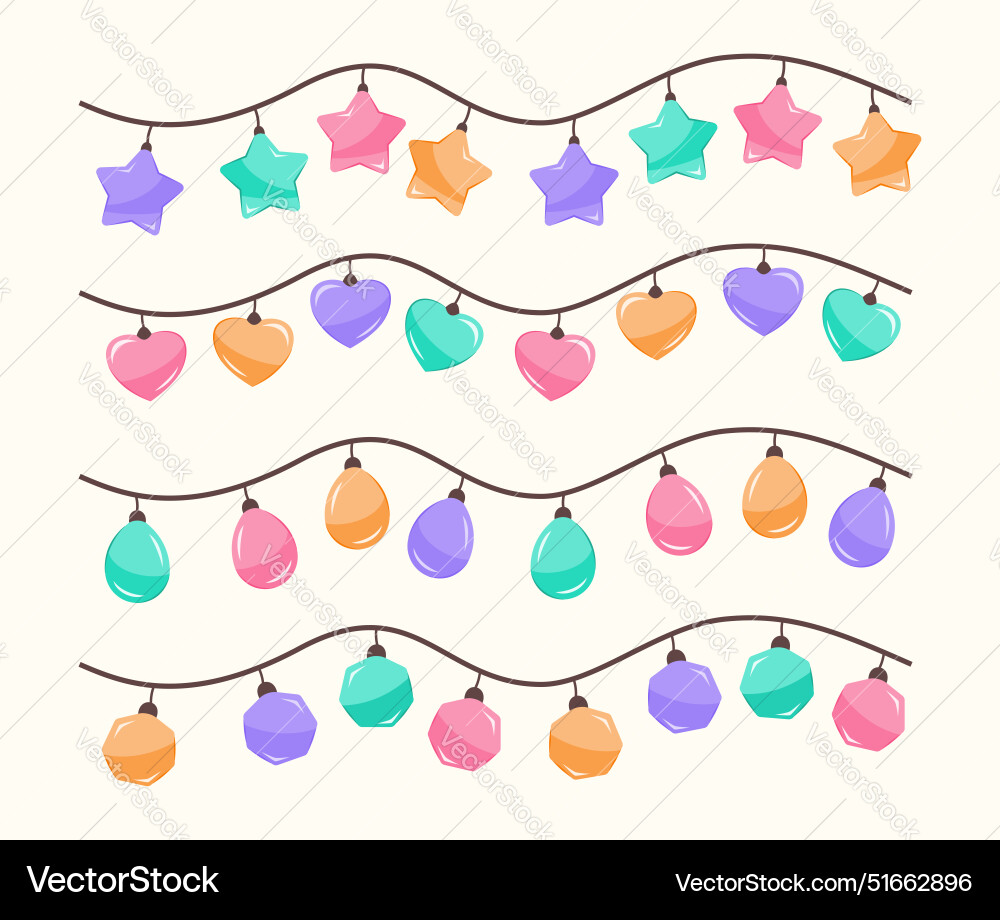 Colorful festival string lights for design element