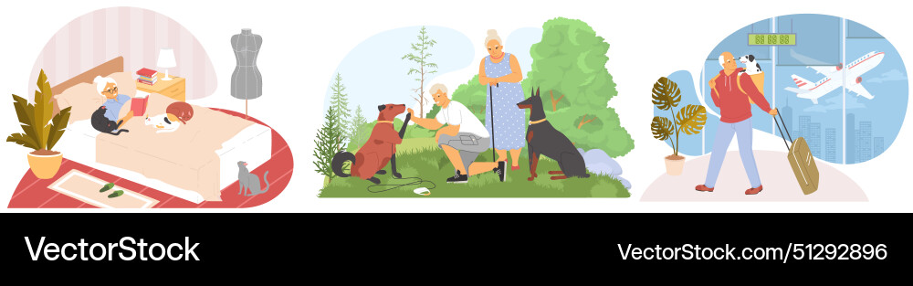 Elderly people cartoon characters spending time Vector Image