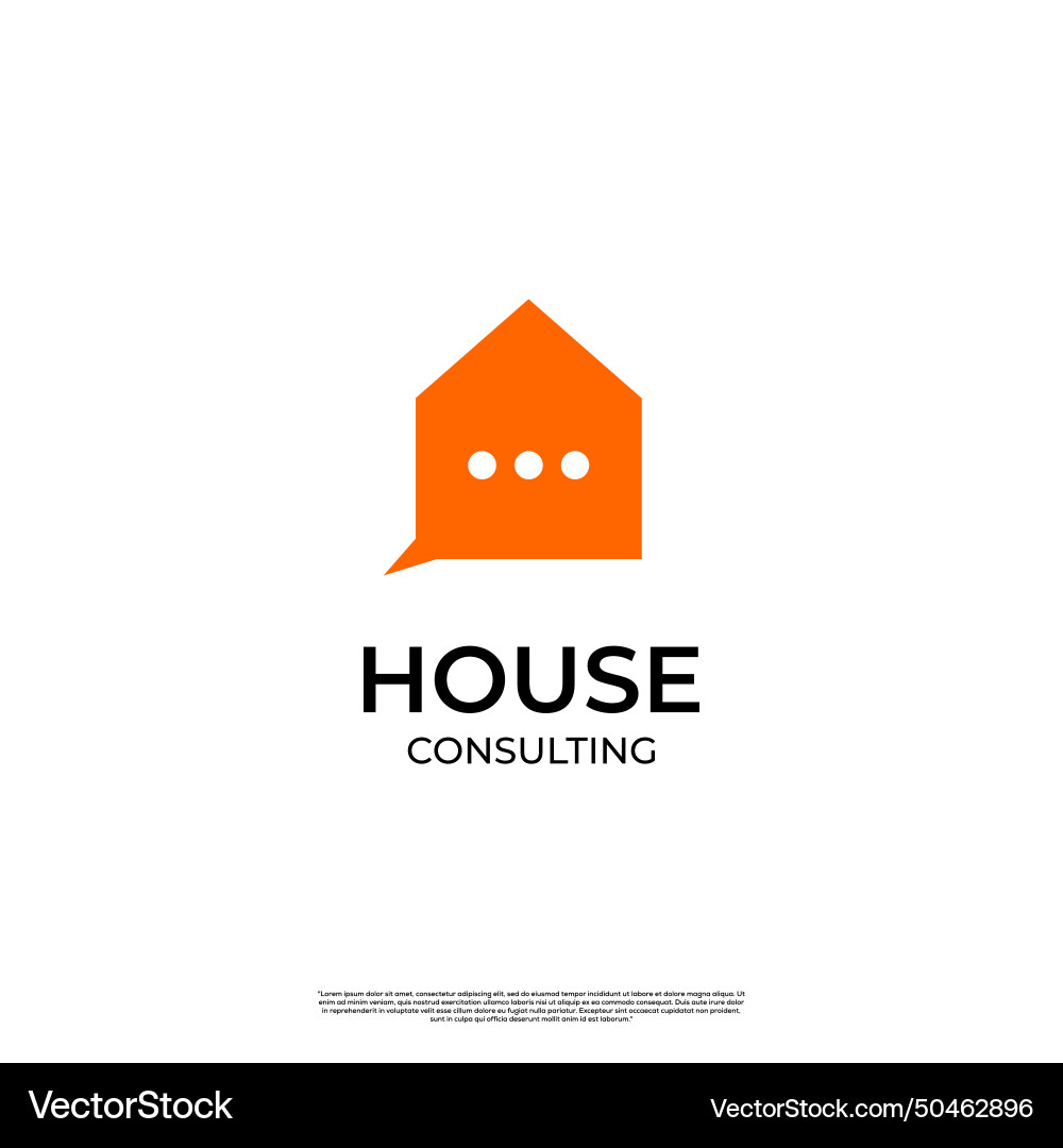 House consulting logo home chat design Royalty Free Vector