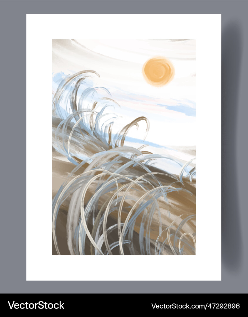 Landscape field solar nature wall art print Vector Image