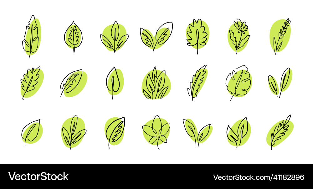 Leaves and herb icon set continuous line symbol Vector Image