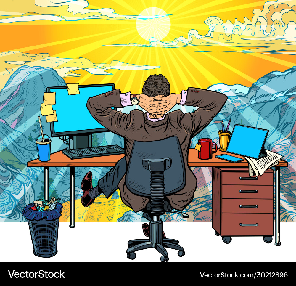 Remote Work Dream Vacation Royalty Free Vector Image