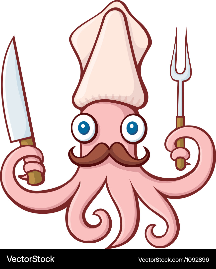 Squid chef Royalty Free Vector Image - VectorStock