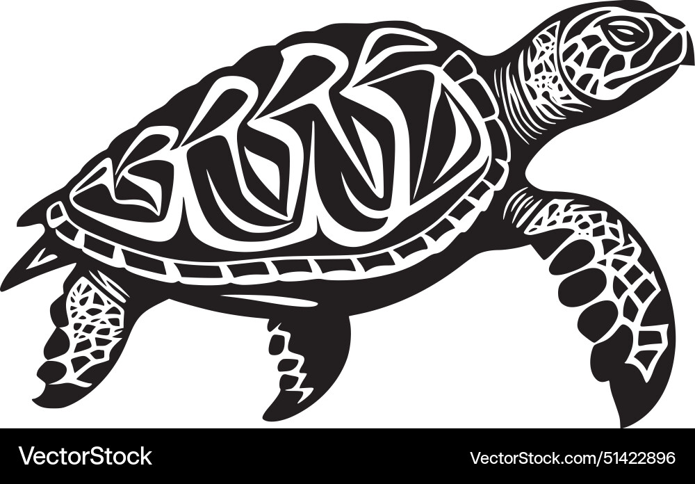 Turtle - minimalist and flat logo Royalty Free Vector Image