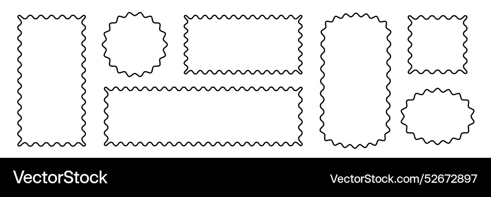 Border frame scallop edge rectangle oval round Vector Image