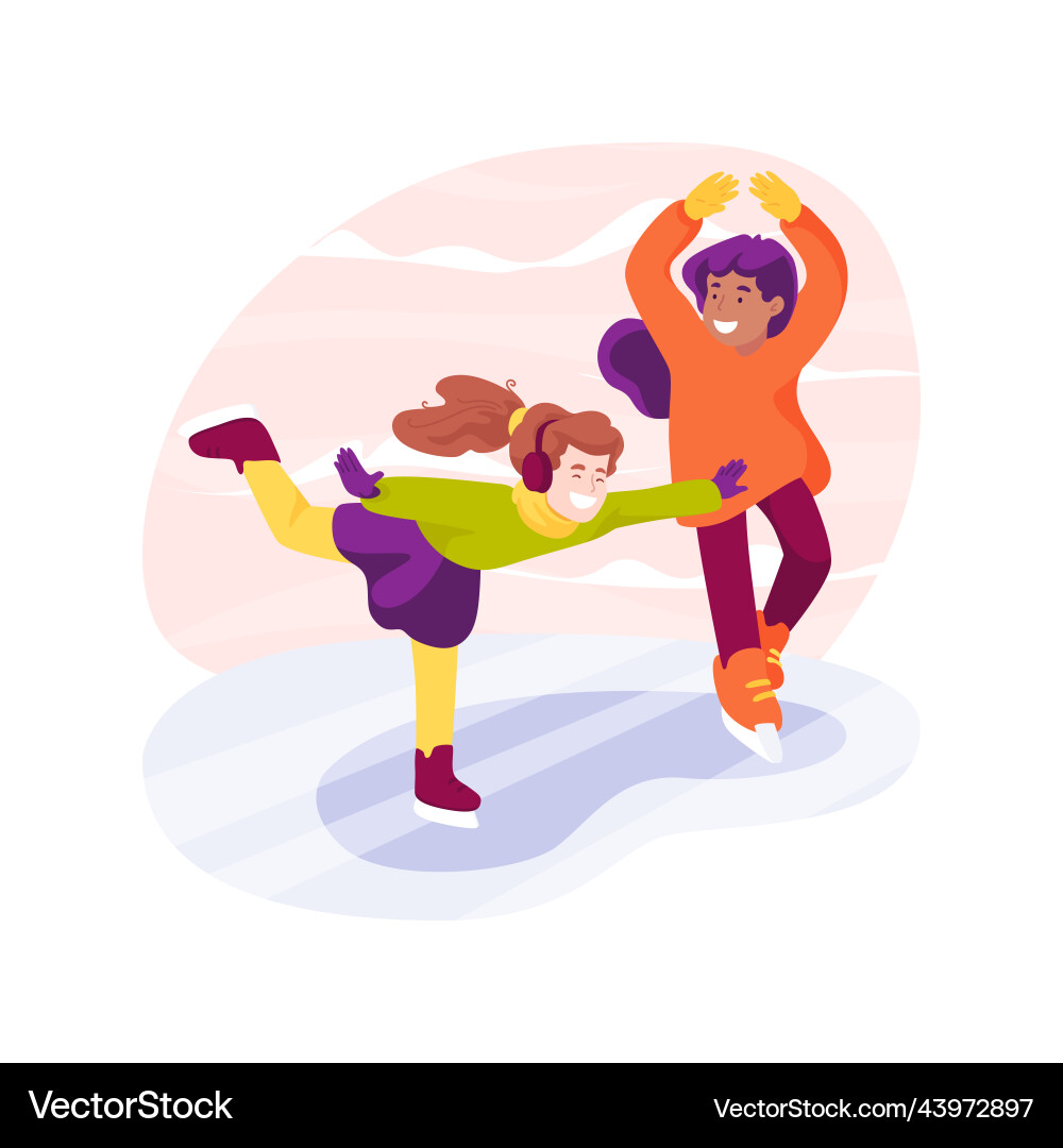 Cute Kids Ice Skating – Royalty-Free Vector | VectorStock