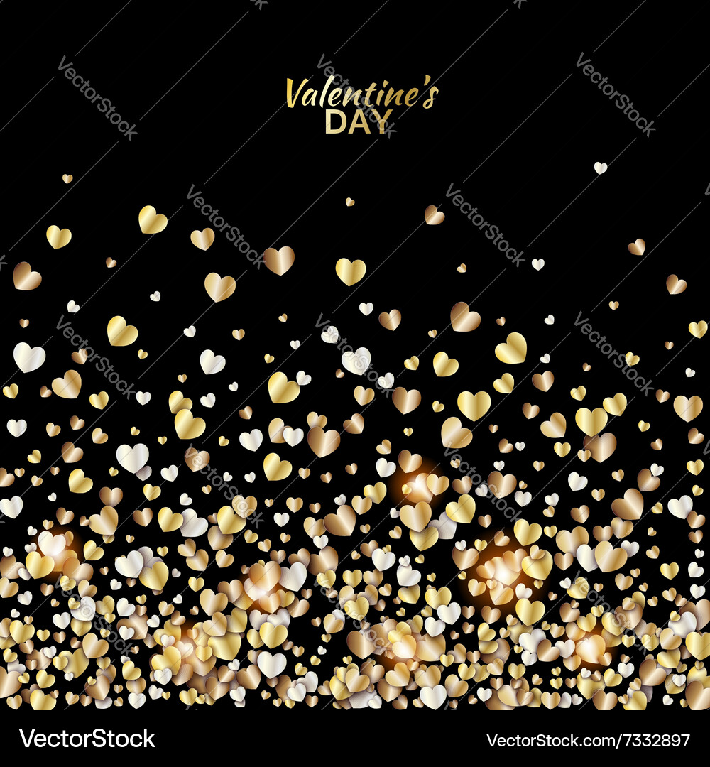 Gold Heart Scatter on Black Royalty Free Vector Image