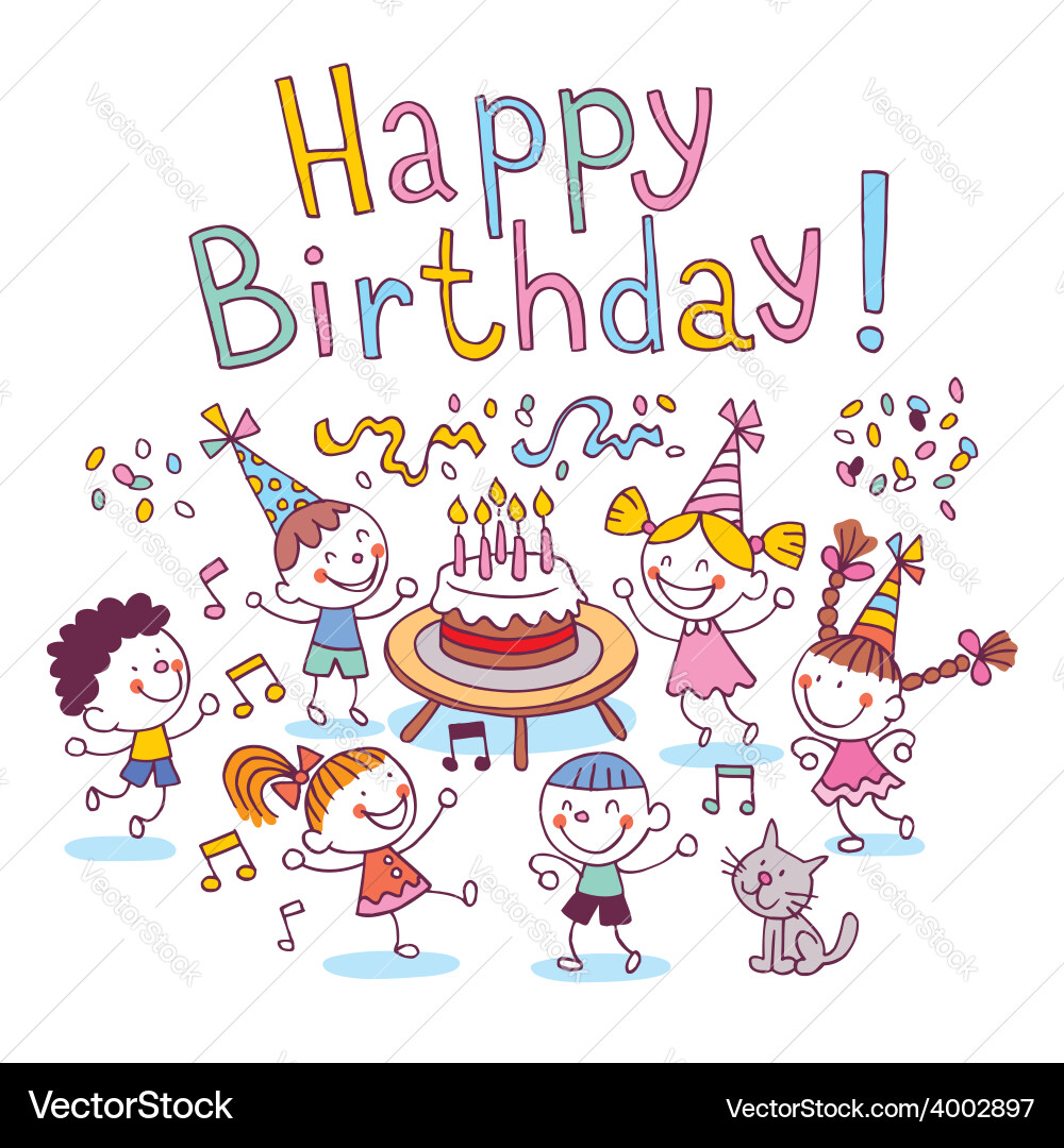 Happy birthday kids Royalty Free Vector Image - VectorStock