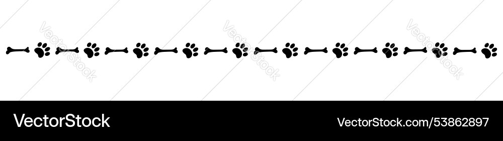 Paws animal dog and bones divider Royalty Free Vector Image