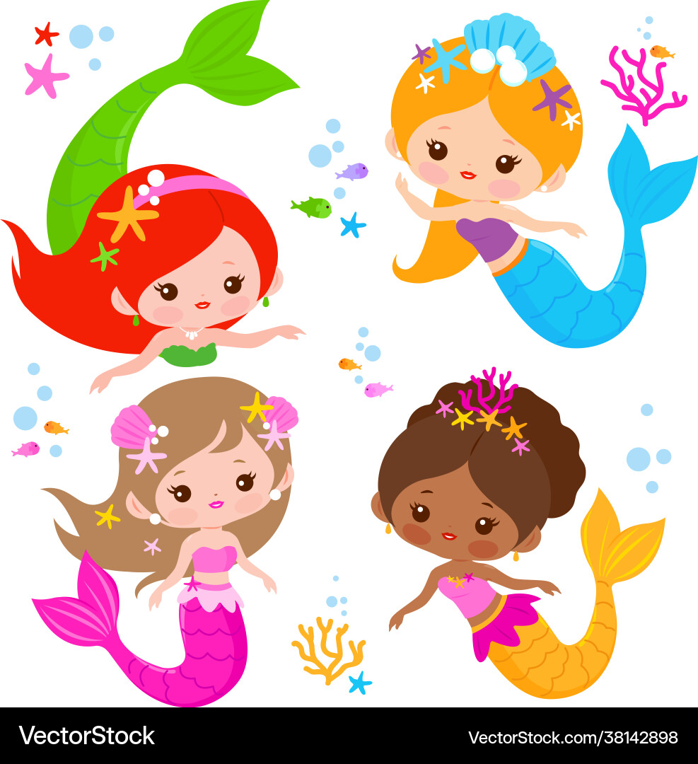 Beautiful mermaids collection Royalty Free Vector Image