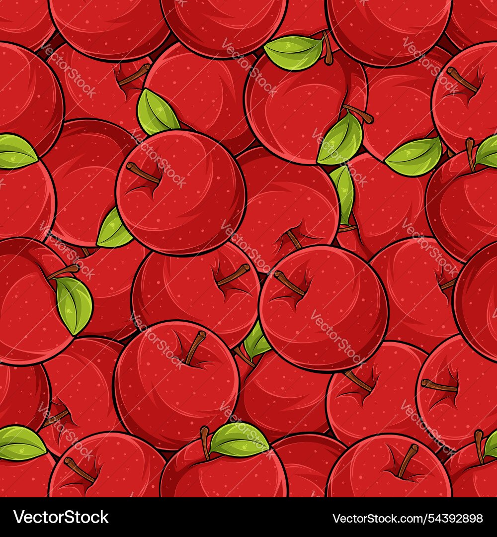 Hand drawn seamless pattern of tasty red apples Vector Image