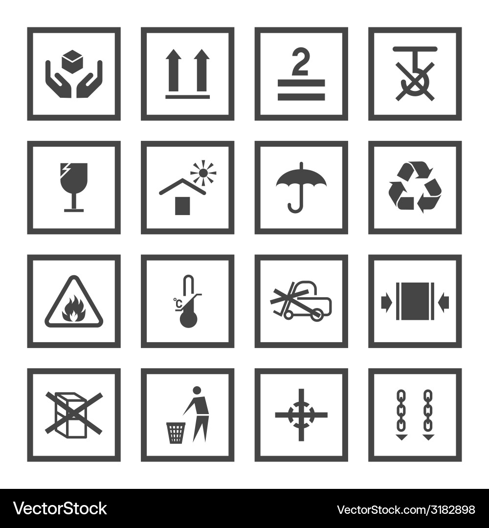 Handling and packing symbols Royalty Free Vector Image