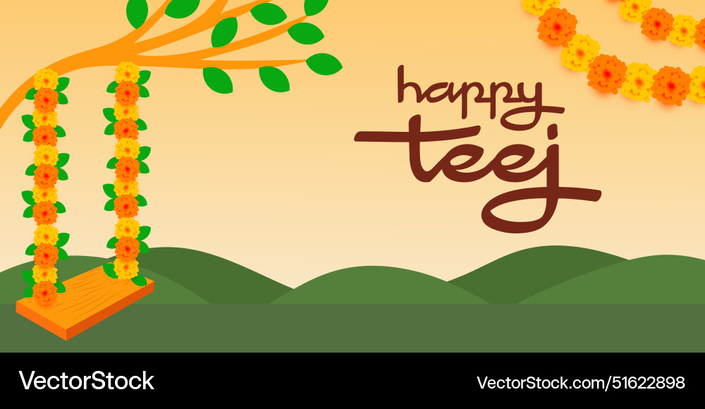 Happy teej festival horizontal banner Royalty Free Vector