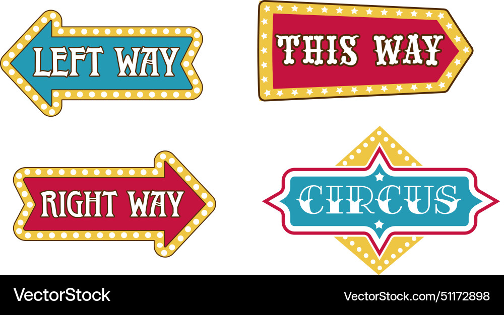 Retro circus arrow signs collection Royalty Free Vector