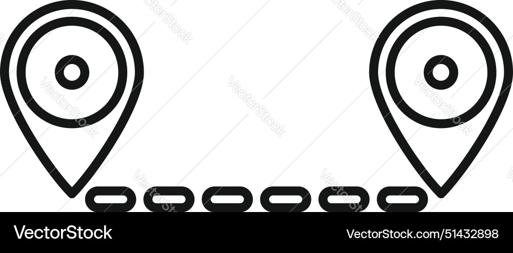 Route between two location pins icon Royalty Free Vector