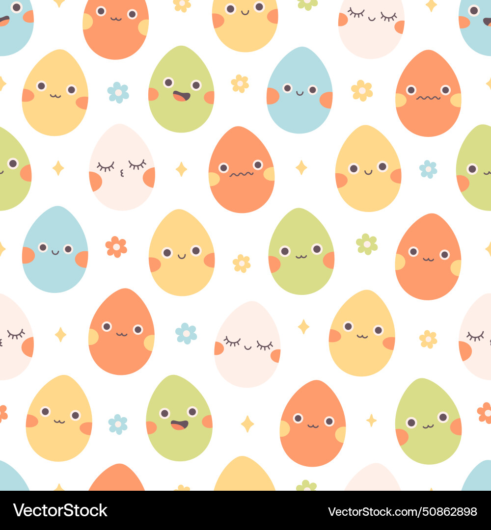 Seamless pattern with cartoon easter egg Vector Image
